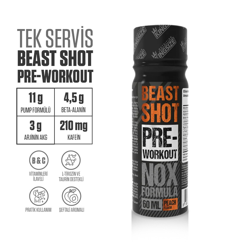 Kingsize Nutrition Beast Shot Pre-Workout 60 mL 1 Adet | Supplementler
