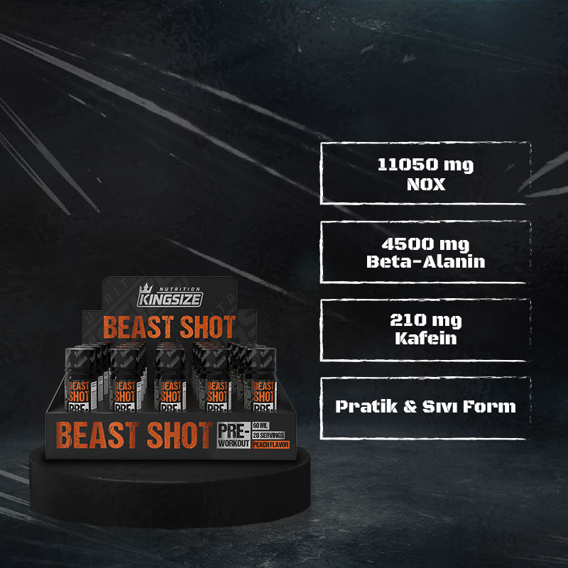 Kingsize Nutrition Beast Shot Pre-Workout 60 mL 20 Adet | Supplementler